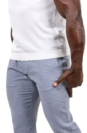 MACEOO Tapered Leg Drawstring Pants - Blue