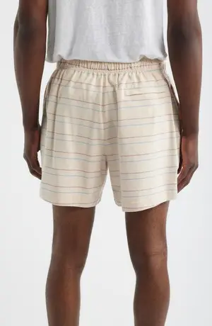 Daniel Buchler Washed Stripe Cotton Lounge Shorts