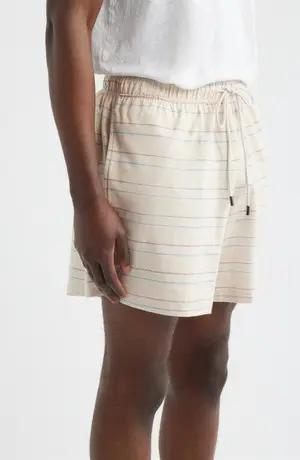 Daniel Buchler Washed Stripe Cotton Lounge Shorts