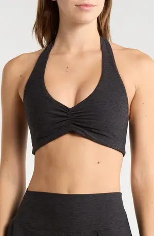 Year Of Ours Stretch Halter Sports Bra - Heather Black