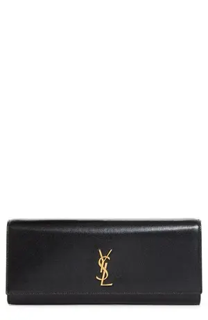 Saint Laurent Kate Leather Clutch On A Chain - Noir