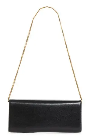 Saint Laurent Kate Leather Clutch On A Chain - Noir