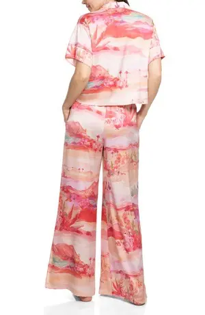 MIDNIGHT BAKERY Print Satin Pajamas - Pink