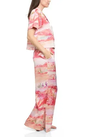 MIDNIGHT BAKERY Print Satin Pajamas - Pink