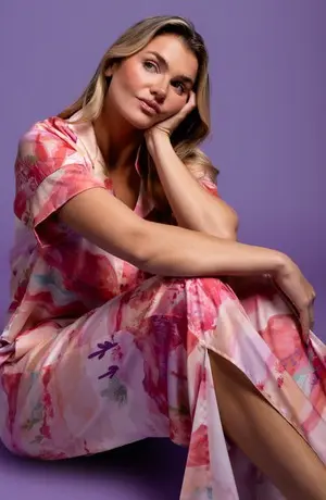 MIDNIGHT BAKERY Print Satin Pajamas - Pink