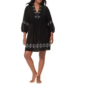 Miraclesuit Embroidered Cover-up Dress - Black/white