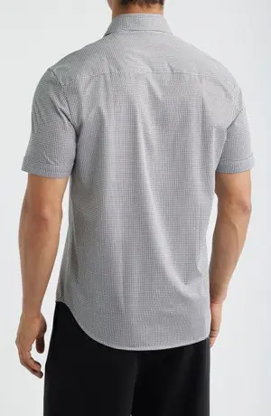 Bugatchi Miles Ooohcotton® Geo Print Short Sleeve Button-up Shirt - White