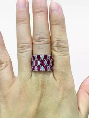 HYT JEWELRY Ruby And Diamond Band Ring