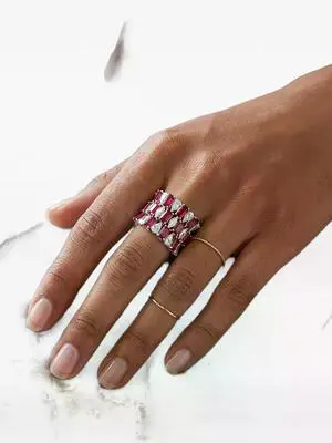 HYT JEWELRY Ruby And Diamond Ring - Silver