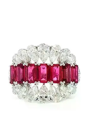 HYT JEWELRY Ruby And Diamond Ring - Silver
