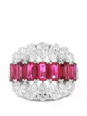 HYT JEWELRY Ruby And Diamond Ring - Silver