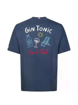 MC2 SAINT BARTH Portland Gin Tonic Beach Club-embroidered Graphic-print T-shirt - Blue