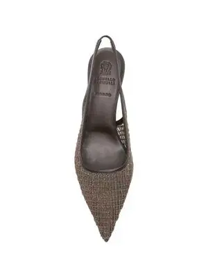 Brunello Cucinelli Monili-embellished Slingback Pumps - Brown