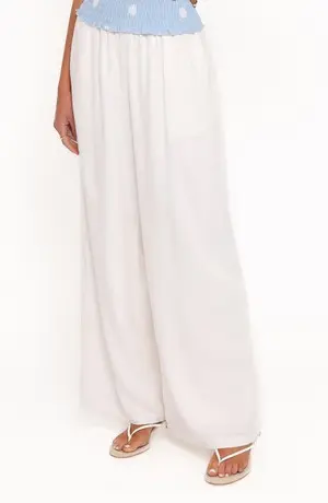 PETAL & PUP High-rise Wide Leg Drawstring Pants - White