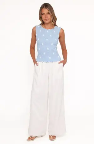 PETAL & PUP High-rise Wide Leg Drawstring Pants - White