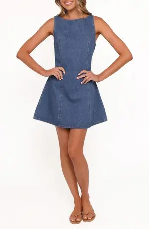 PETAL & PUP Katina Fit & Flare Minidress - Denim