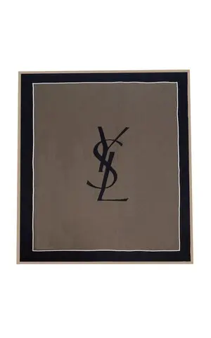 Saint Laurent Cassandre Striped Silk Charmeuse Scarf - Grey