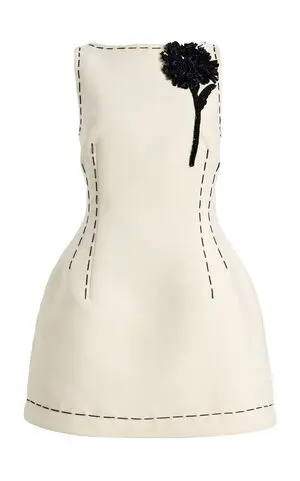 LEO LIN Ali" Appliquéd Twill Mini Dress - White