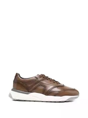 Santoni Panelled Leather Sneakers - Brown