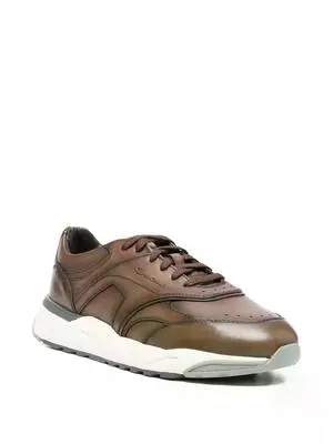 Santoni Panelled Leather Sneakers - Brown