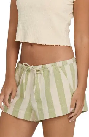 BILLABONG Striped Cotton Drawstring Shorts - Cactus