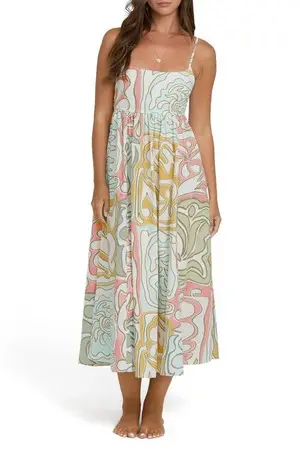 BILLABONG Island Life Cotton & Linen Midi Sundress - Clearwater