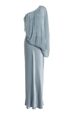 THIRD FORM Third Form Exclusive Solstice One-Shoulder Chiffon Maxi Dress Blue