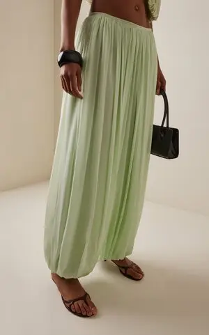 Marina Moscone Silk Cocoon Trousers - Green