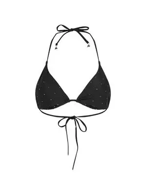 Karl Lagerfeld Ikon Rhinestone Triangle Bikini Top - Black