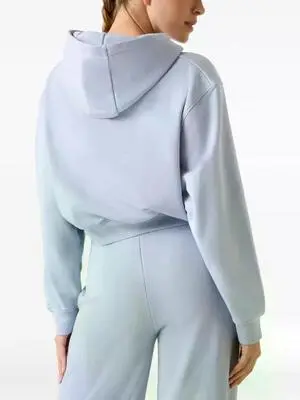 Guess Logo-embroidered Cropped Hoodie - Blue