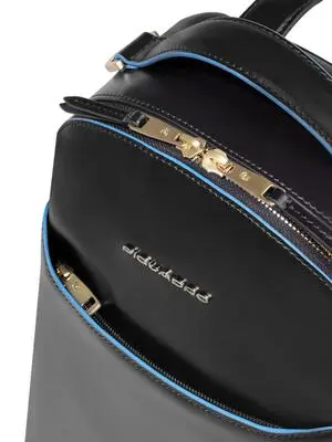PIQUADRO Logo-plaque Leather Backpack - Black