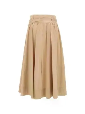 Liu Jo Pleated Cotton-blend Poplin Skirt - Neutrals