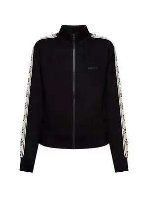 Guess Logo-tape Zip-up Sweatshirt - Black