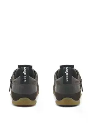 Alexander McQueen T-bar Buckle Strap Panelled Sneakers - Brown