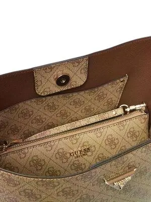 Guess Monogram Shoulder Bag - Brown