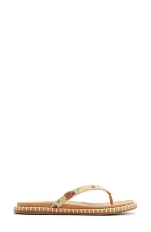 Sperry Isla Embroidered Flip Flop - Beige Assorted