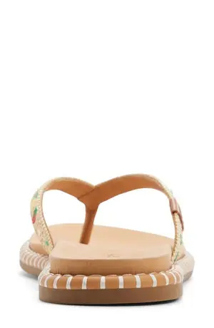 Sperry Isla Embroidered Flip Flop - Beige Assorted