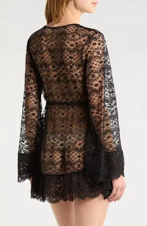 KILO BRAVA Embroidered Sheer Mesh Robe