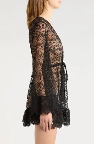 KILO BRAVA Embroidered Sheer Mesh Robe