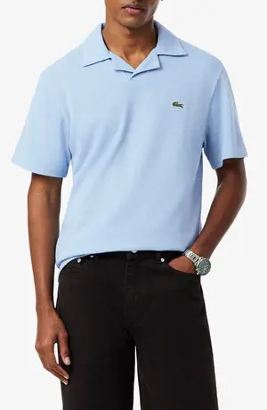 Lacoste Johnny Collar Cotton & Linen Piqué Polo - Chambray