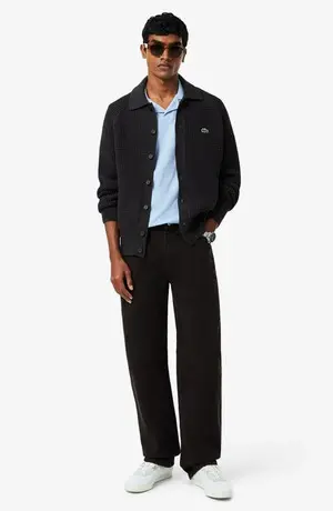 Lacoste Johnny Collar Cotton & Linen Piqué Polo - Chambray