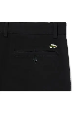 Lacoste Flat Front Cotton Stretch Twill Chinos - Black