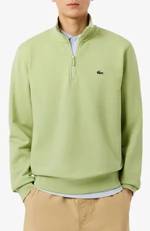 Lacoste Cotton Fleece Half Zip Pullover - Birch