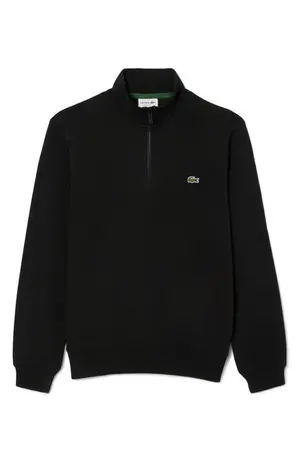 Lacoste Cotton Fleece Half Zip Pullover - Black
