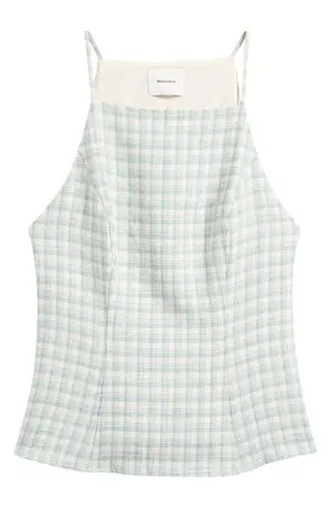 REFORMATION Finley Sleeveless Linen Top - Zephyr Check