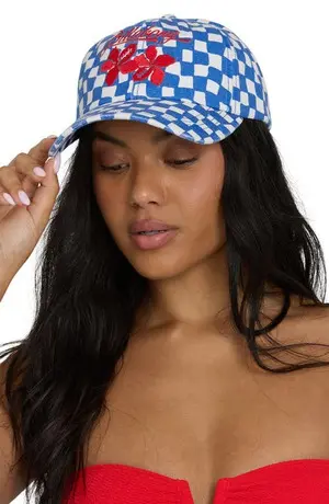 BILLABONG Embroidered Checkerboard Twill Baseball Cap