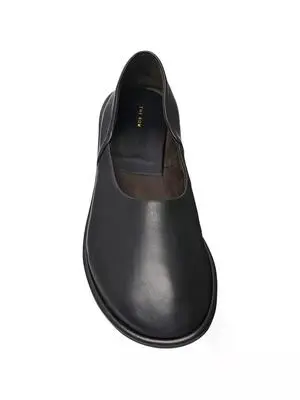 THE ROW Leather Round-toe Loafers - Black