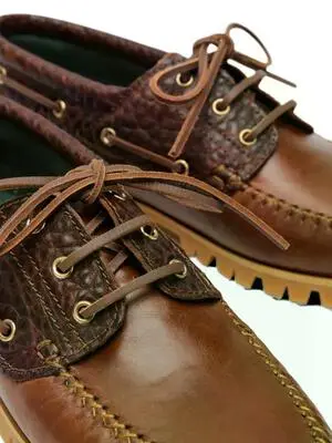 VINNY'S Aztec Grained-leather Boat Shoes