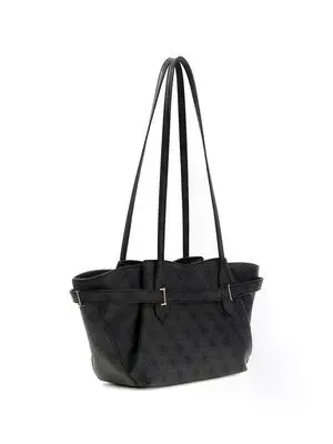 Guess Monogrammed Tote Bag With Buckle And Padlock Detail - Black