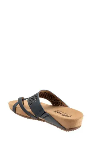 Softwalk Blaine Perf Platform Wedge Slide Sandal - Navy